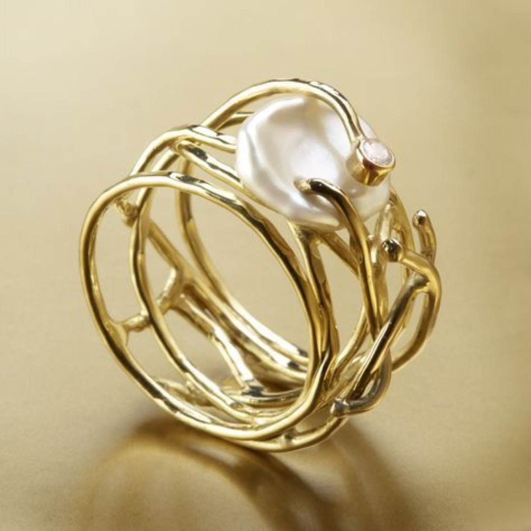 Samira - Gold and Pearl Ring – Watson & Jones™